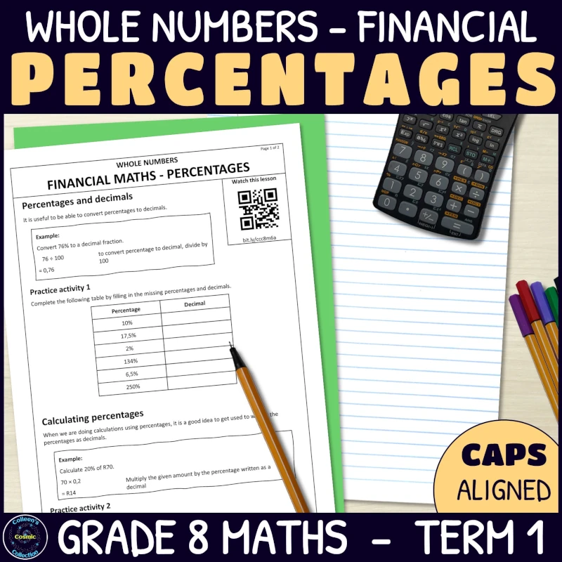 Percentages in Financial Maths - Grade 8 Maths Term 1 Lesson 6a CAPS ...