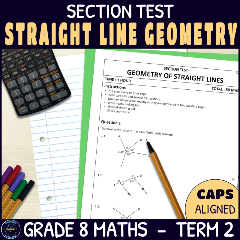 Geometry of Straight Lines Test - Grade 8 Maths Term 2 Section Test 4 ...
