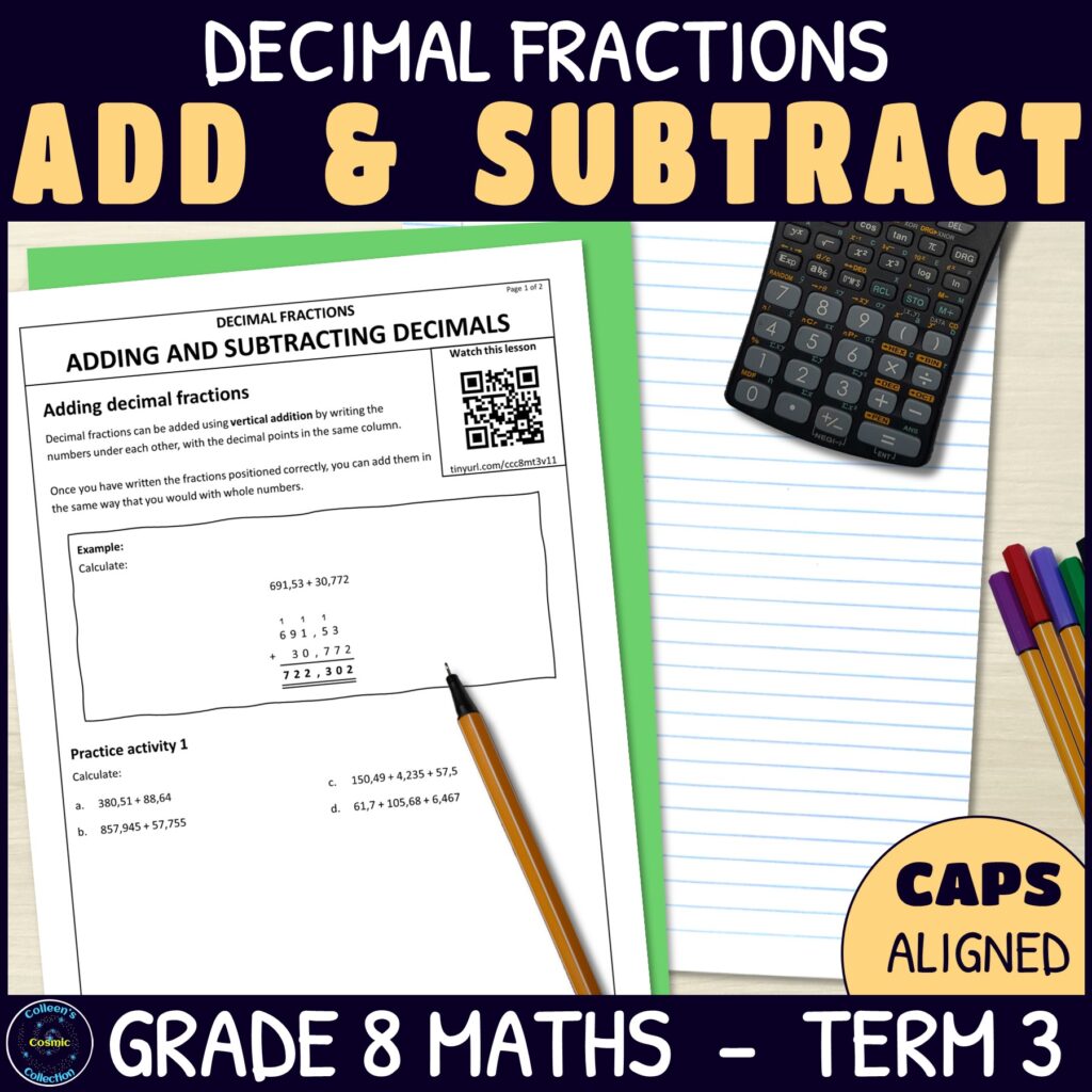 Adding and Subtracting Decimal Fractions - Grade 8 Maths - Term 3 ...