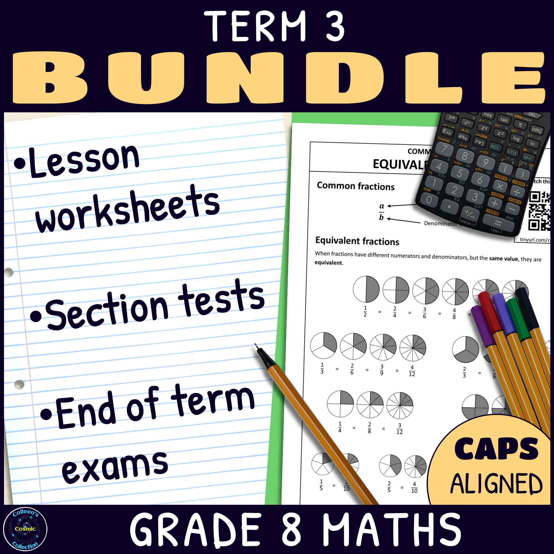 Grade 8 Maths Term 3 Lessons and Assessments BUNDLE - CAPS - Colleen's ...