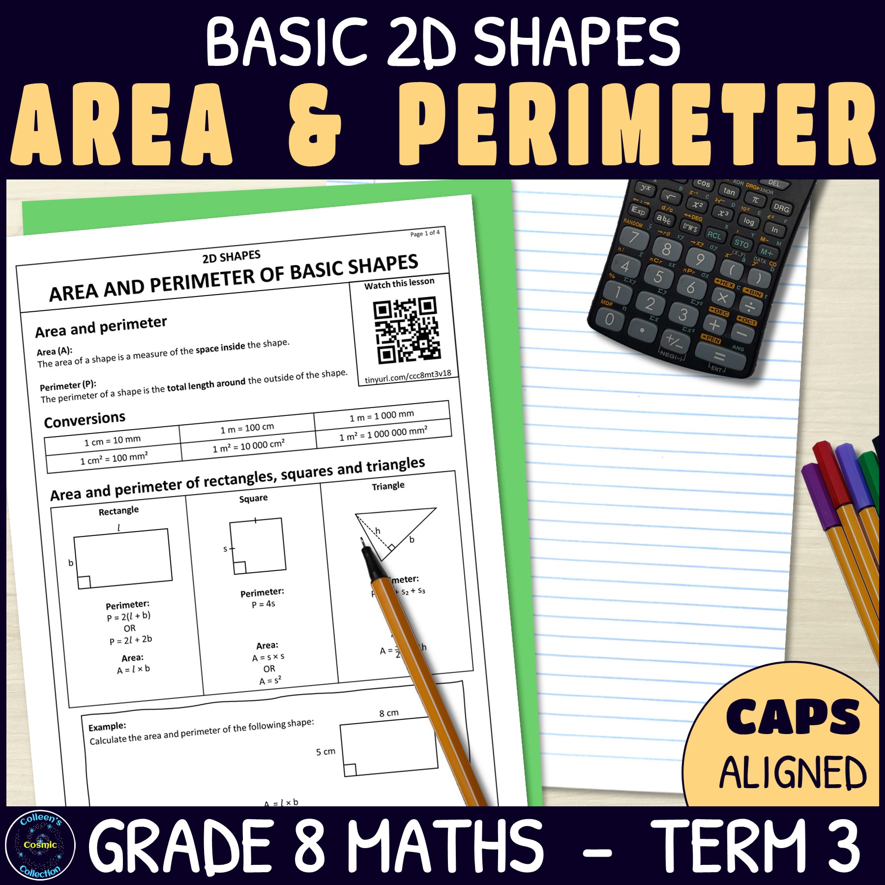 Area and Perimeter of Basic Shapes - Grade 8 Maths Term 3 Lesson 18 ...