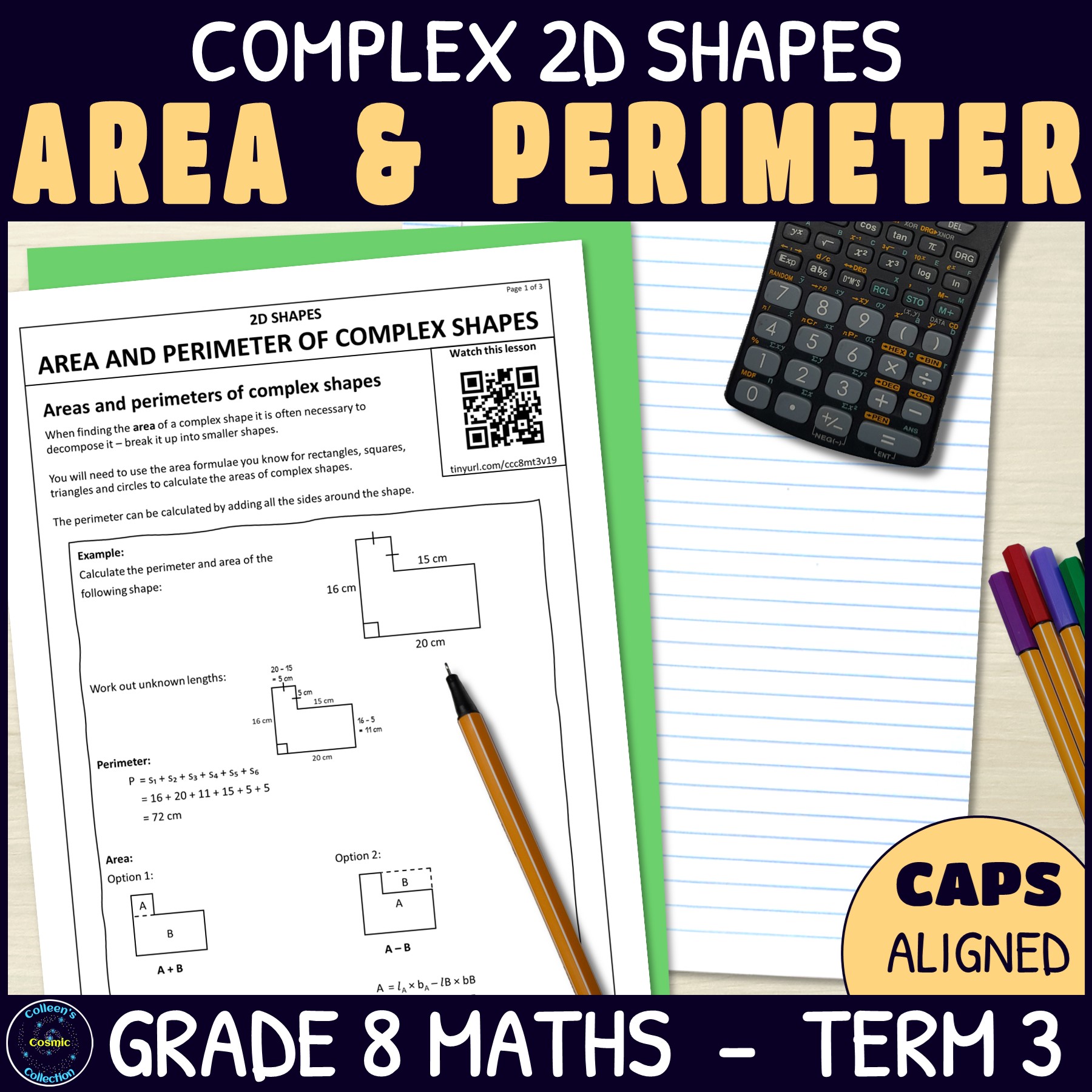 Area and Perimeter of Complex Shapes - Grade 8 Maths Term 3 Lesson 19 ...