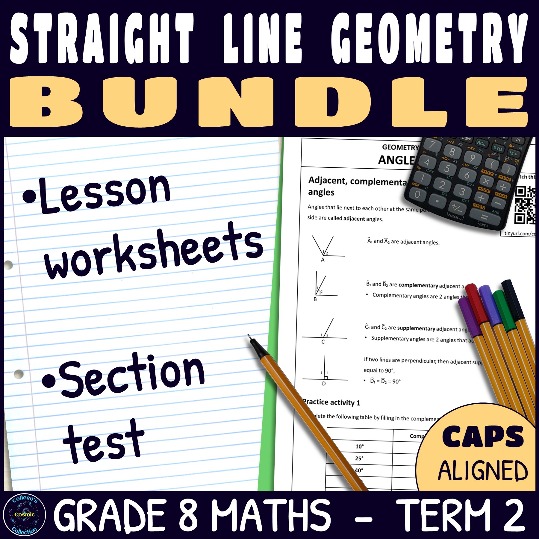 Grade 8 Maths Term 2 Straight Line Geometry Section BUNDLE - CAPS ...