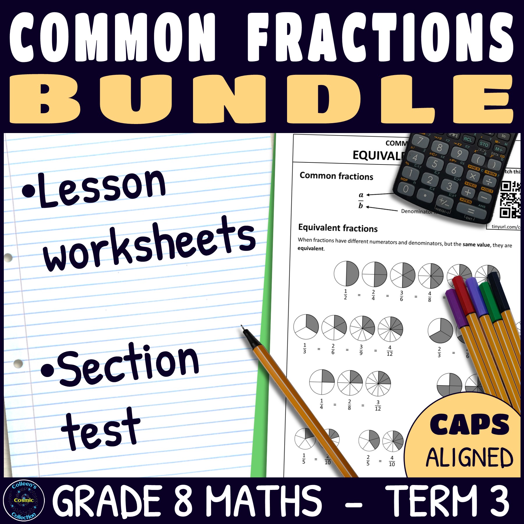 Grade 8 Maths Term 3 Common Fractions Section BUNDLE - CAPS - Colleen's ...