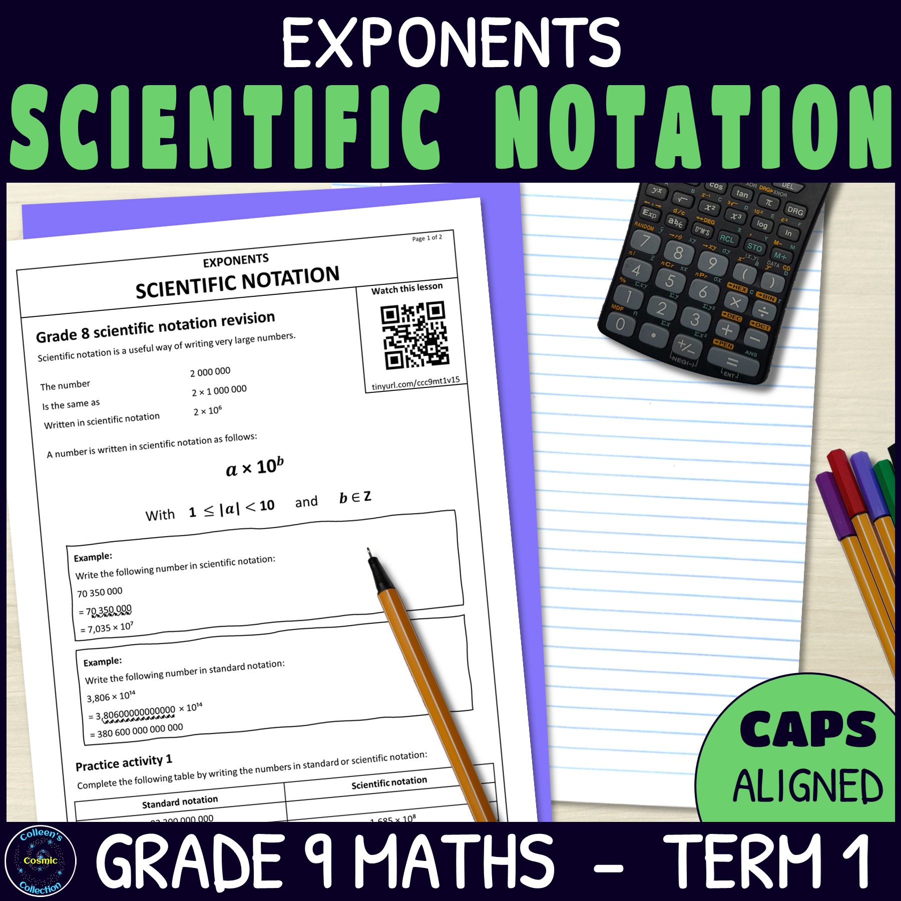 Scientific Notation - Grade 9 Maths Term 1 Lesson 15 CAPS - Colleen's ...