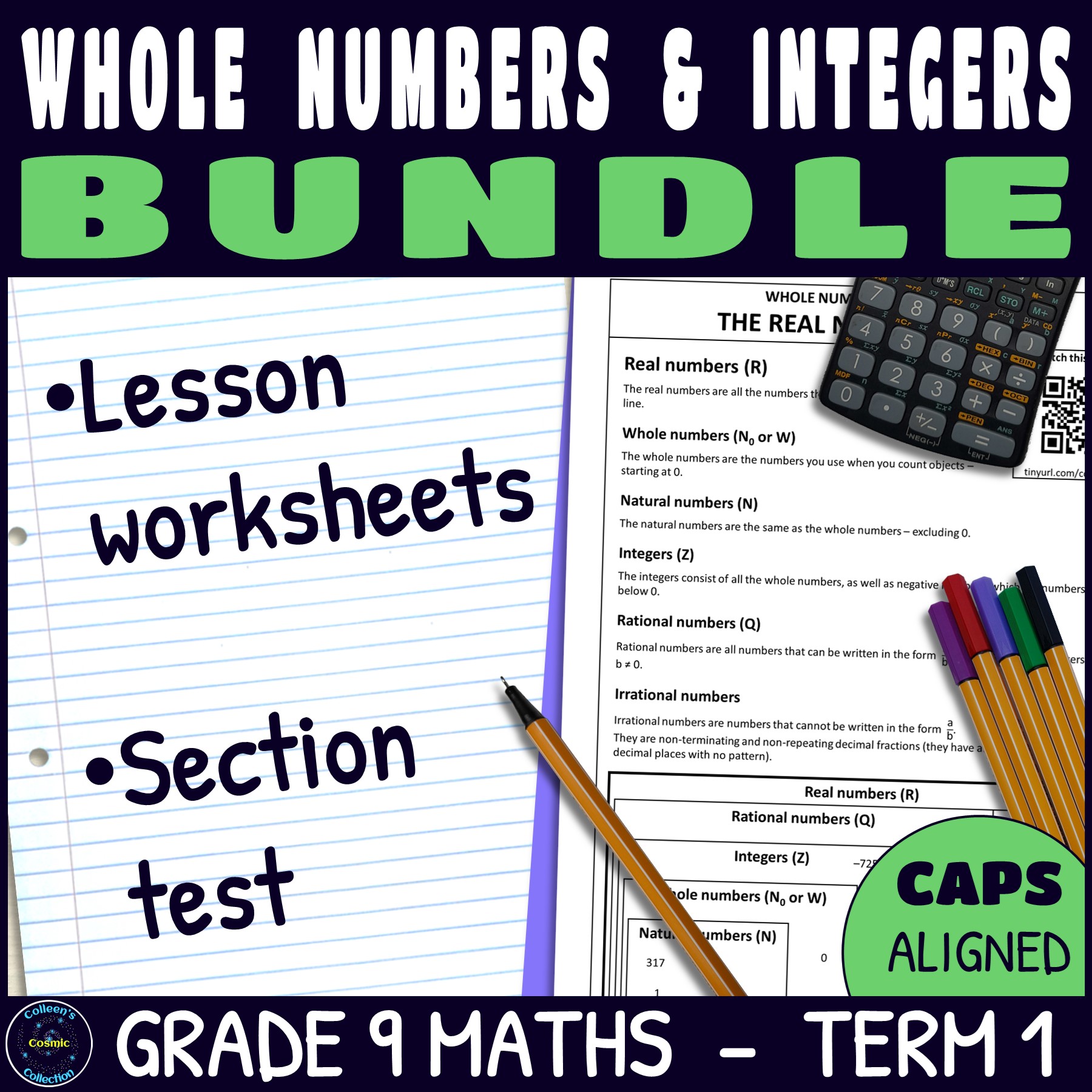 Grade 9 Maths Term 1 Whole Numbers and Integers Section BUNDLE - CAPS ...