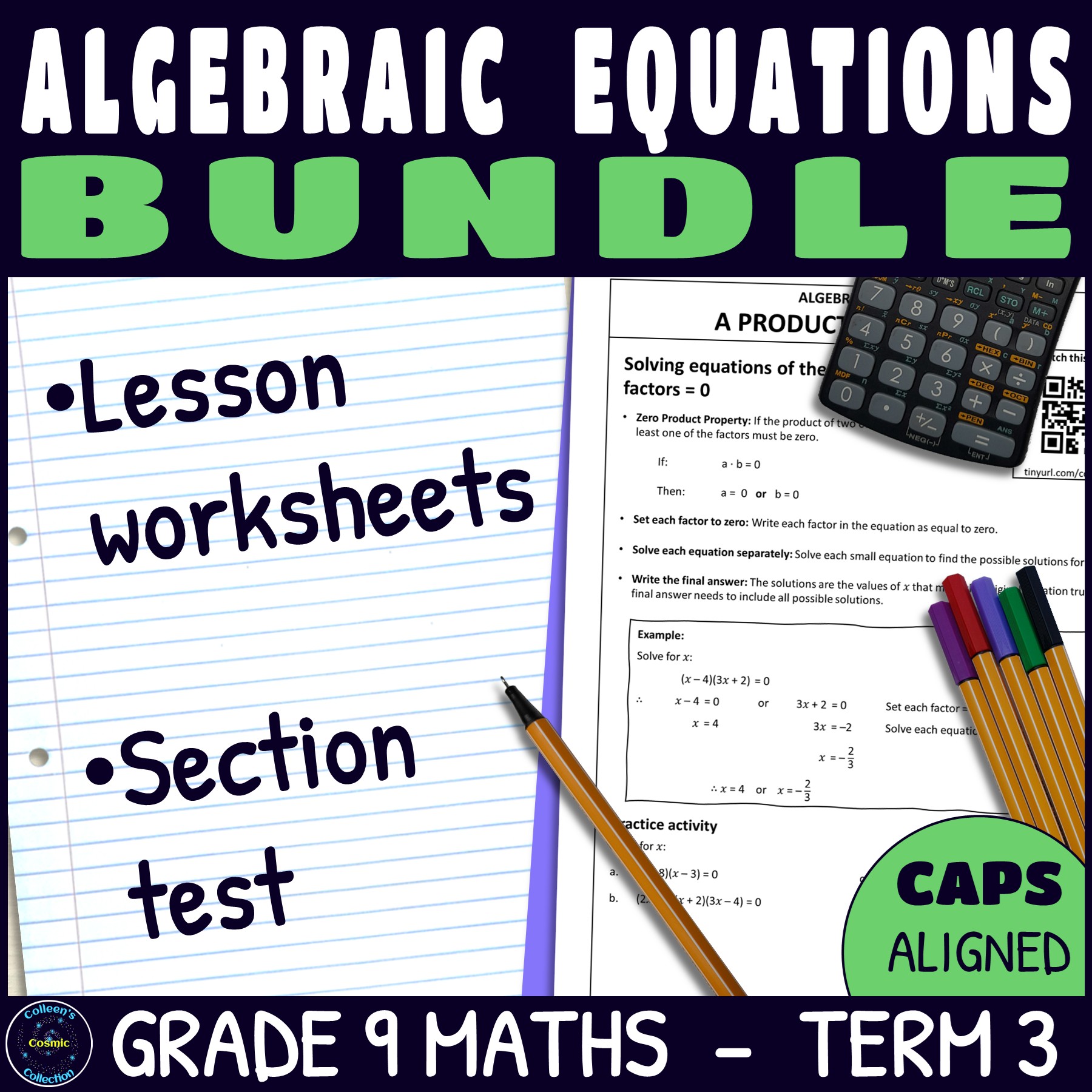 Grade 9 Algebraic Equations Bundle | Solving Quadratic Equations | CAPS ...